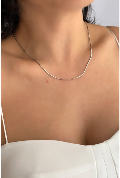 ÇLK Accessories Özel Seri 45 cm Gümüş Renk Yılan Zincir Kolye TRKOLYE5780 B33503