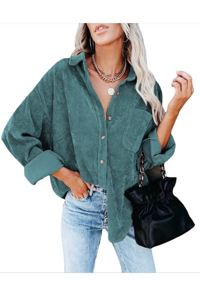 Tk Kadın Rahat Büyük Boy Kadife Düz Renk Uzun Kollu Ceket (Yurt Dışından) Tk Kadın Rahat Büyük Boy Kadife Düz Renk Uzun Kollu Ceket (Yurt Dışından)