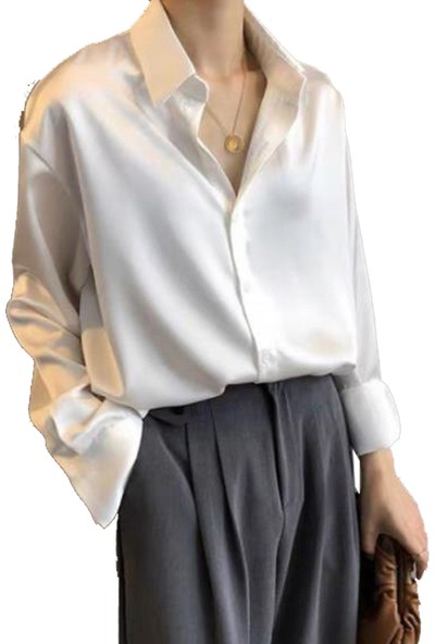 Tk Zl Kadın Vintage Saten Gömlek  (Yurt Dışından)