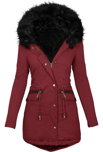 Farfi Kadın Vonluxe Çizgili Kapşonlu Retro Ceket (Yurt Dışından)