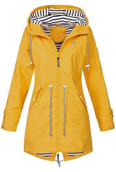 Farfi Kadın Vonluxe Su Geçirmez Katı Renk Rahat Kapüşonlu Ceket (Yurt Dışından)