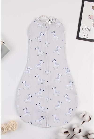 Formy Baby Gri Zebra Desenli Unisex Yenidoğan Kundak