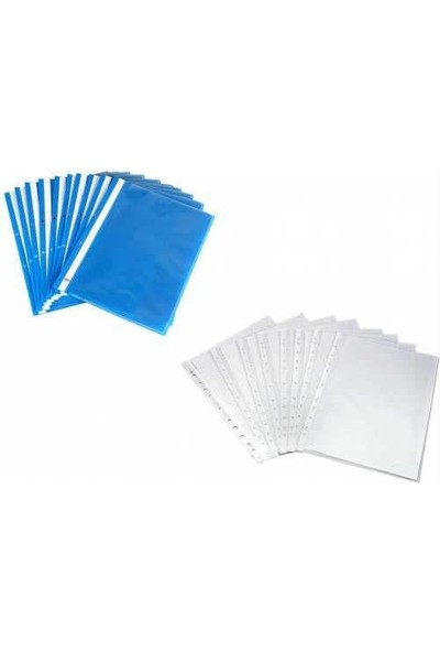 Umix 50 Adet Mavi Telli Dosya + 2 Paket 100'LÜ Poşet Dosya