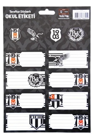 FKM Beşiktaş Lisanslı Stickers + Okul Etiketi 3 Yaprak FKM Beşiktaş Lisanslı Stickers + Okul Etiketi 3 Yaprak