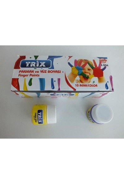 FKM Parmak ve Yüz Boyası 10 Renk Şişe Trix FKM Parmak ve Yüz Boyası 10 Renk Şişe Trix