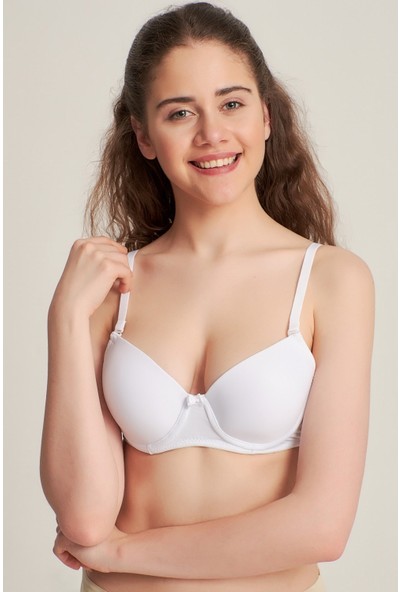 Pemilo Kadın Düz Destekli Dolgulu Sütyen Beyaz