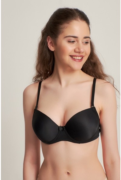 Pemilo Kadın Düz Desteksiz Dolgusuz Sütyen Siyah
