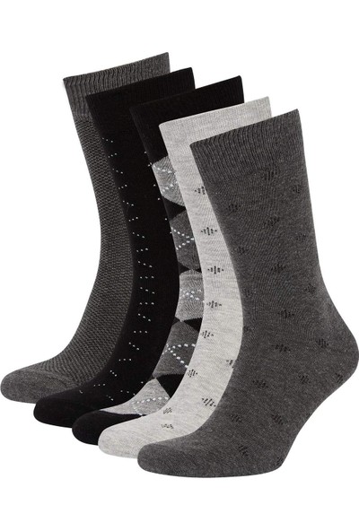 DeFacto Erkek Pamuklu Desenli 5'li Soket Çorap R8094AZNS