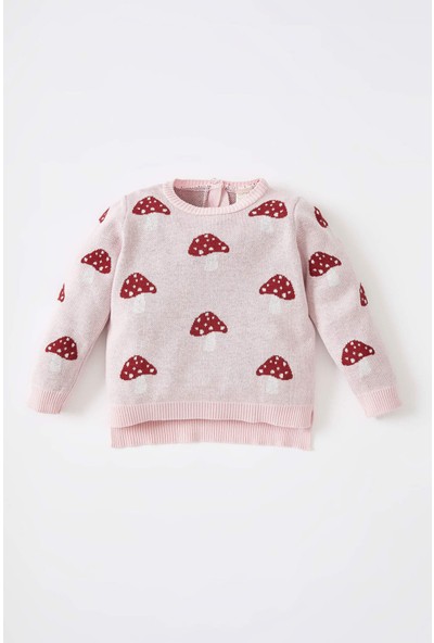 DeFacto Kız Bebek Mantar Figürlü Pamuklu Kazak W3984A221WN