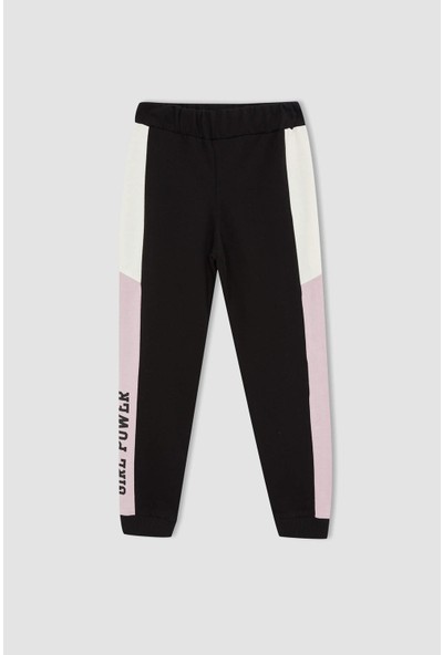 DeFacto Defacto Fit Kız Çocuk Baskı Renk Bloklu Pamuklu Jogger Eşofman Alt W0149A621WN