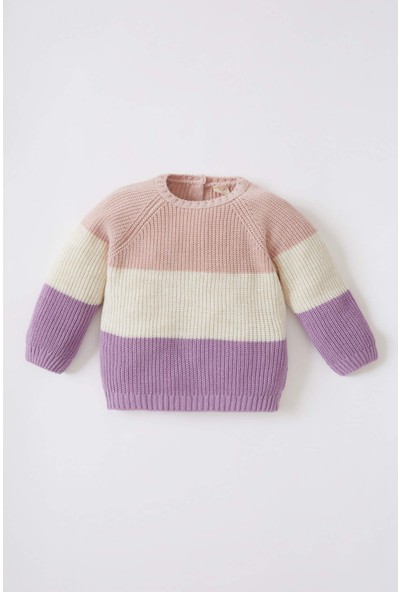 DeFacto Kız Bebek Bisiklet Yaka Renk Bloklu Kazak U7309A221AU