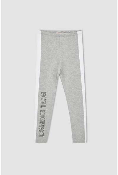 DeFacto Kız Çocuk Slim Fit Baskılı Uzun Tayt W3194A621WN