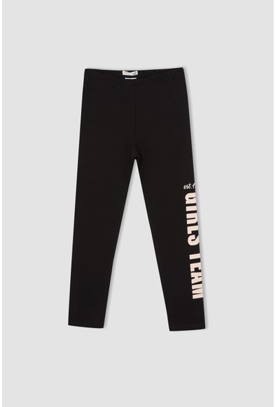 DeFacto Kız Çocuk Regular Fit Baskılı Uzun Tayt W3192A621WN
