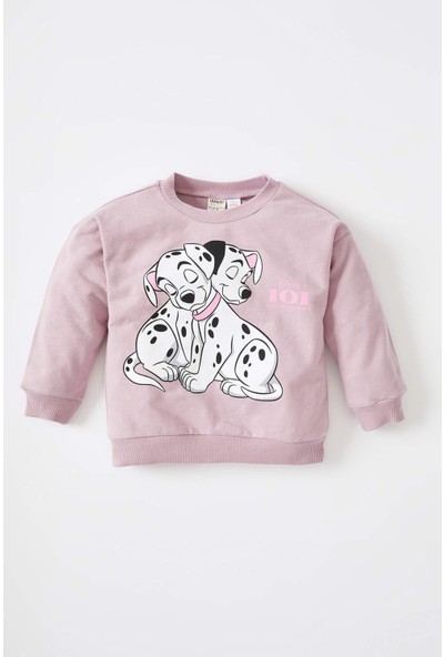 DeFacto Kız Bebek 101 Dalmatians Lisanslı Bisiklet Yaka Pamuklu Sweatshirt W7587A221WN