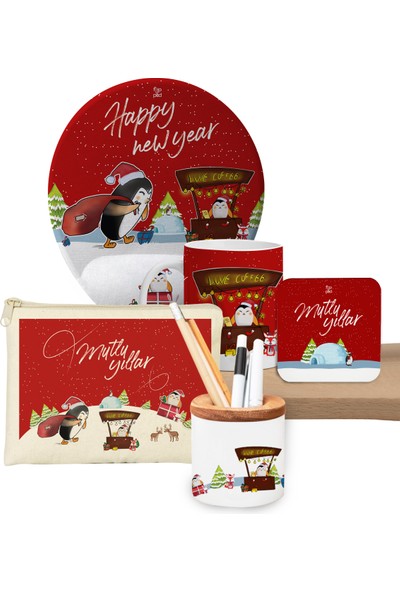 Flipped Yılbaşı Penguen Kırmızı Kupa, Mousepad, Altlık, Cüzdan ve Kalemlik Seti Flipped Yılbaşı Penguen Kırmızı Kupa, Mousepad, Altlık, Cüzdan ve Kalemlik Seti