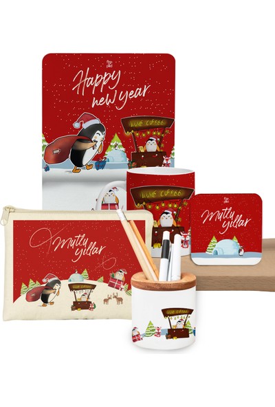 Flipped Yılbaşı Happy New Year Red Kupa, Mousepad, Altlık, Cüzdan ve Kalemlik Seti Flipped Yılbaşı Happy New Year Red Kupa, Mousepad, Altlık, Cüzdan ve Kalemlik Seti