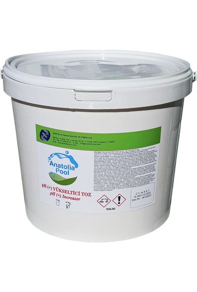 Anatolia Pool Yüzme Havuzu Ph (+) Yükseltici Toz 5 Kg. (Ph + Increaser)