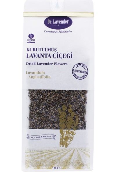 Dr. Lavender Kurutulmuş Lavanta Çiçeği Dolap, Araç, Banyo, Ayakkabı Vs. Koku Önleyici Lavanta Çiçeği 100 gr