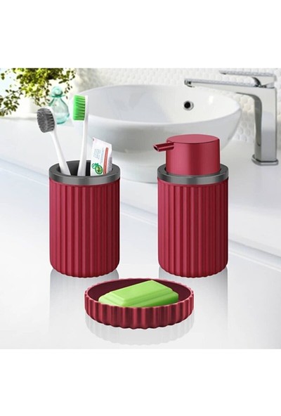 Home Future 3lü Banyo Seti Üçlü Set Sıvı Sabunluk Katı Sabunluk Diş Fırçalık 3 Lü Banyo