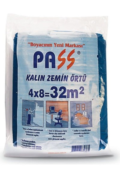 Pass Kalın Zemin Örtüsü Branda Mavi 32m2-Kullanımı Pratik-Dayanıklı-Tadilat Sonrası Temizlik Gerektirmez