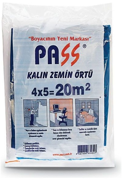 Pass Kalın Zemin Örtüsü Branda Mavi 20m2-Kullanımı Pratik-Dayanıklı-Tadilat Sonrası Temizlik Gerektirmez