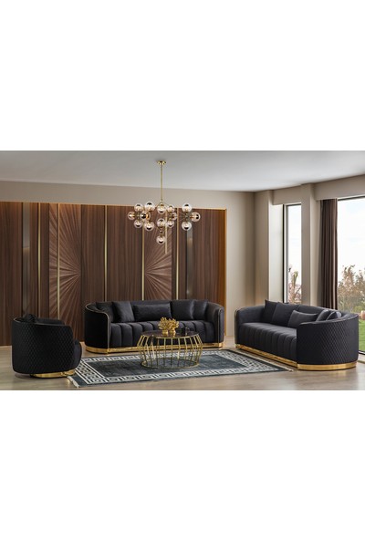 Eymense Golden Koltuk Takımı Siyah 3+3+1 Eymense Golden Koltuk Takımı Siyah 3+3+1
