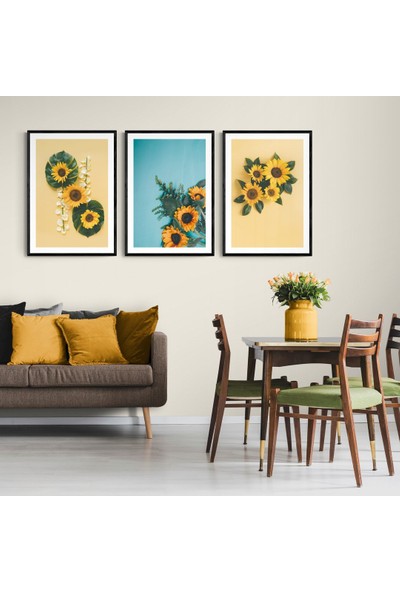 Tek Tablo Ahşap Çerçeveli Tablo Seti Papatya