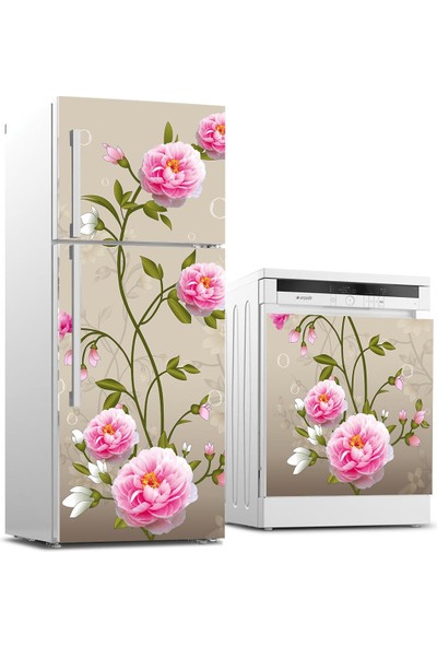 Sticker Art Buzdolabı ve Bulaşık Makinası Beyaz Eşya Sticker Kaplama Pembe Gül Çiçek Sticker Art Buzdolabı ve Bulaşık Makinası Beyaz Eşya Sticker Kaplama Pembe Gül Çiçek