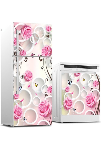 Sticker Art Buzdolabı ve Bulaşık Makinası Beyaz Eşya Sticker Kaplama Yuvarlak Gül Sticker Art Buzdolabı ve Bulaşık Makinası Beyaz Eşya Sticker Kaplama Yuvarlak Gül