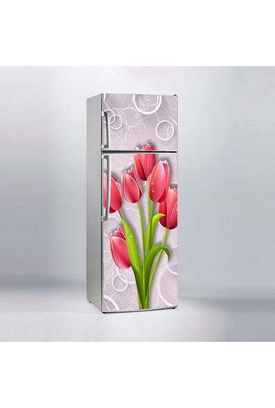 Sticker Art Buzdolabı Sticker Kaplama Dolap Kaplama Etiketi 3D Kırmızı Gül