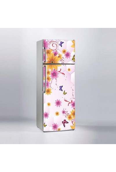 Sticker Art Buzdolabı Sticker Kaplama Dolap Kaplama Etiketi Kelebek Çiçekler