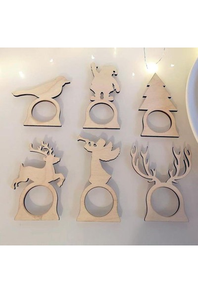 Lora Davet Ahşap Naturel Peçetelik 6 Adet - Naturel 16053