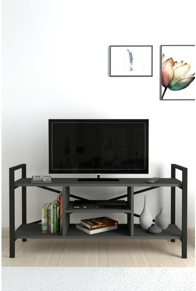 Bofigo Tv Sehpası Raflı Tv Ünitesi Televizyon Sehpası Antrasit