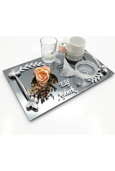 Lora Davet Damat Kahve Fincanı Tepsi Takım - Gümüş 53155 Lora Davet Damat Kahve Fincanı Tepsi Takım - Gümüş 53155