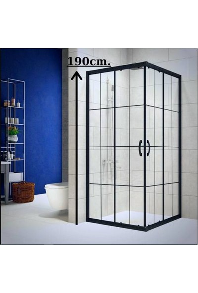 Durul Duşakabin 90X90 Kare 5 mm Siyah Karolaj Cam Yükseklik 190CM