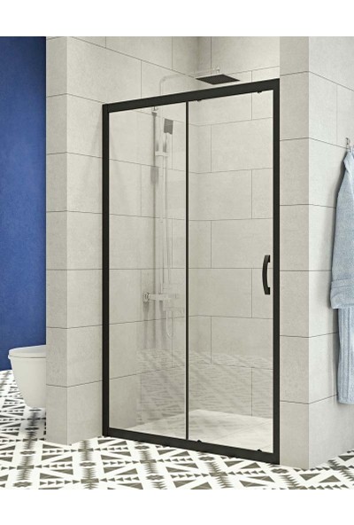 Durul Duşakabin 124 cm Iki Duvar Arası Siyah Profil 5 mm Şeffaf 1sabit+1kayar H.180 cm