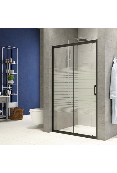 Durul Duşakabin 114 cm Iki Duvar Arası Siyah Profil 5 mm Çizgili 1sabit+1kayar H.190 cm