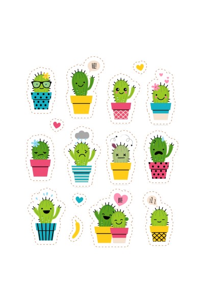 VegaDekor Sevimli Kaktüsler Dikenli Bitki Duvar Sticker Seti VegaDekor Sevimli Kaktüsler Dikenli Bitki Duvar Sticker Seti