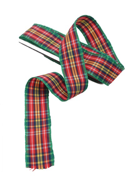 Lora Wedding 25MM Yeşil Ekoseli Yılbaşı Kurdelesi(5metre)