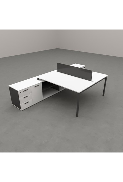 Akr Ofis Ear Ikili Alt Etajerli Çalışma Masası Workstation