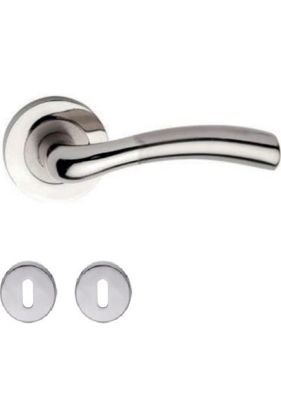 Nobel Kapı Kolu Rozetli Dolunay Nikel Inox Oda Nobel Kapı Kolu Rozetli Dolunay Nikel Inox Oda