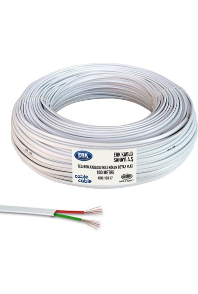 Cable Cable Telefon Kablosu Ikili Köken Beyaz Flat 100MT Erk Yerli Cable Cable Telefon Kablosu Ikili Köken Beyaz Flat 100MT Erk Yerli