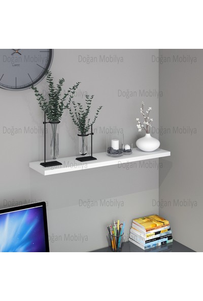 Agt 18 mm Duvar Rafı Mdf Parlak Beyaz 100X20 Gizli Bağlantılı Raf