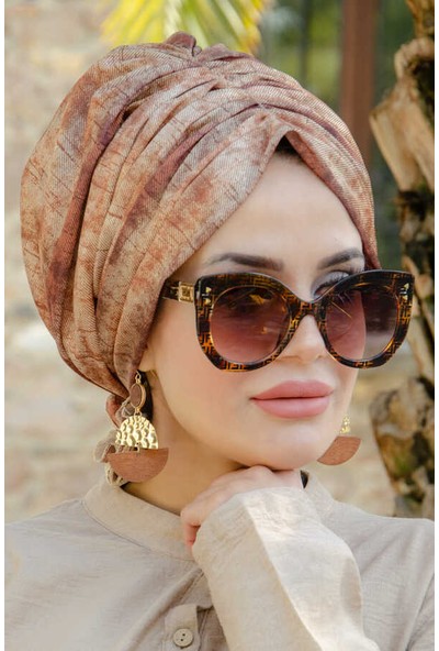 Aişe Tesettür Taba Tonlamalı Tokalı Bone