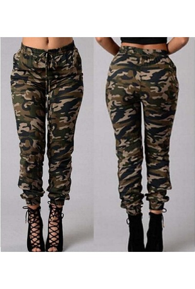 Rengamoda Beli Lastikli Kamuflaj Desen Kargo Pantolon 90CM
