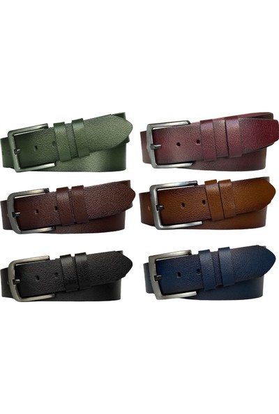 GoDeri %100 Tek Parça Deri 6'lı Set 4.5 cm Kot, Spor Kemer
