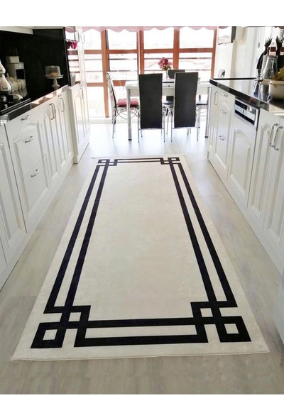 STY Home Voge Beyaz Siyah Kaymaz Tabanlı Halı Makinede Yıkanabilir Antialerjik Halı Kilim Yolluk STY Home Voge Beyaz Siyah Kaymaz Tabanlı Halı Makinede Yıkanabilir Antialerjik Halı Kilim Yolluk
