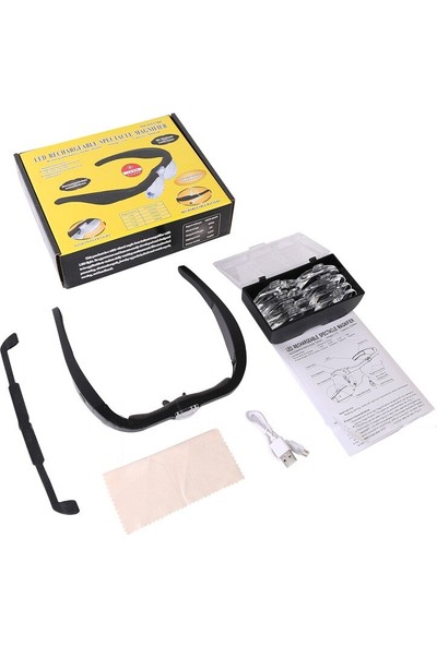 Okgoods 1.5x 2.5x 3.5x 5x USB Şarjlı Gözlük Büyüteç (Yurt Dışından)