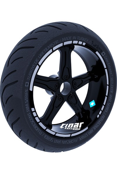 Çınar Extreme Moto Gp Stili Yaldızlı Gümüş Jant Şeridi Sticker Çınar Extreme