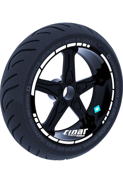 Çınar Extreme Moto Gp Stili Süt Beyaz Jant Şeridi Sticker Çınar Extreme
